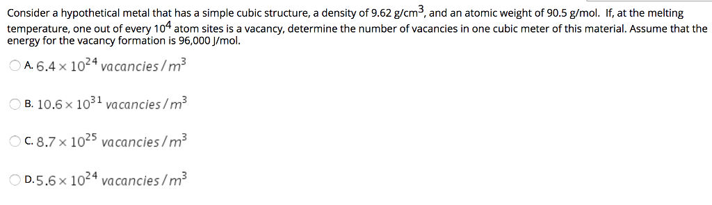 Solved Consider a hypothetical metal that has a simple cubic | Chegg.com