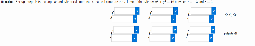 Solved Exercise. set-up integrals in rectangular and | Chegg.com