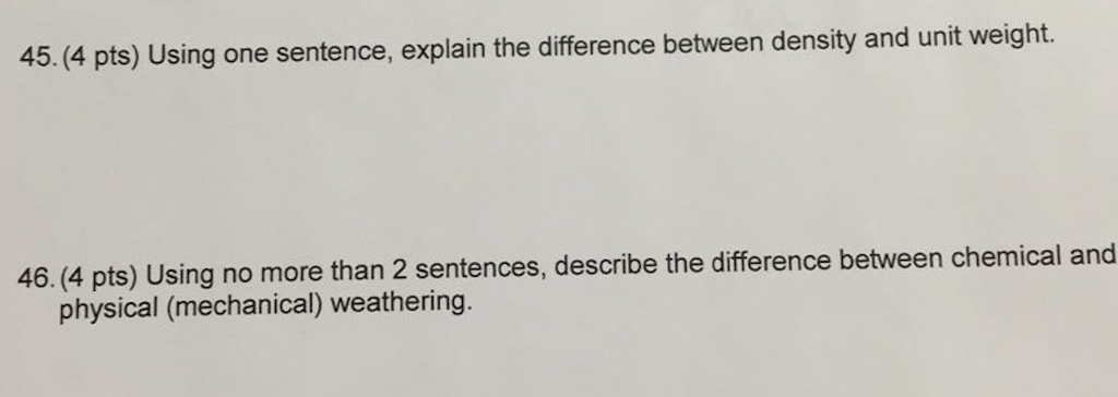 Solved 45.(4 pts) Using one sentence, explain the difference | Chegg.com