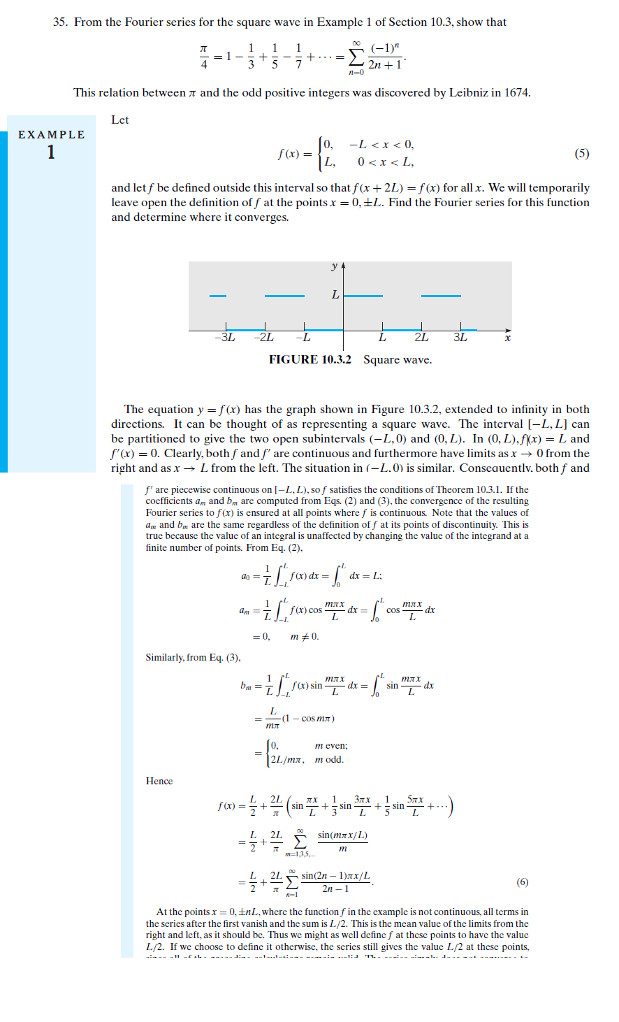 Solved From the Fourier series for the square wave in | Chegg.com