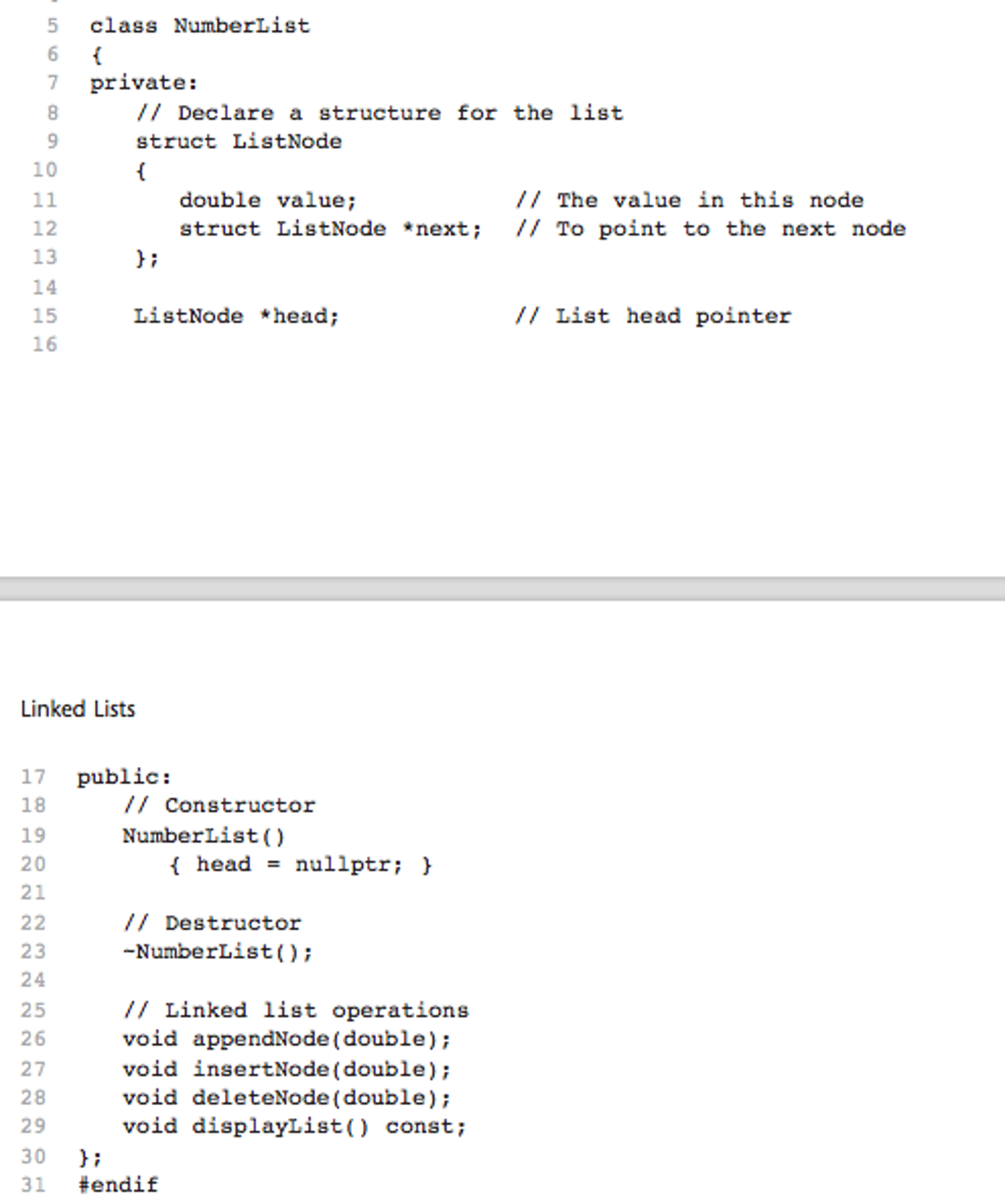 Solved Modify the NumberList class shown in this chapter to | Chegg.com