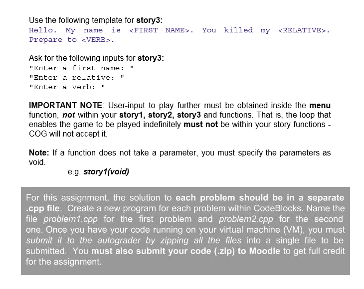 Solved Problem 1: The Story Generator In the game Mad-libs, | Chegg.com