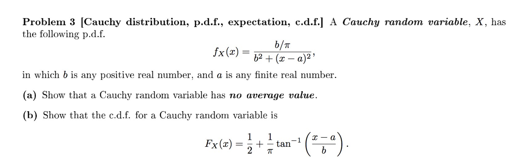 Solved A Cauchy random variable. X, has the following p.d.f. | Chegg.com