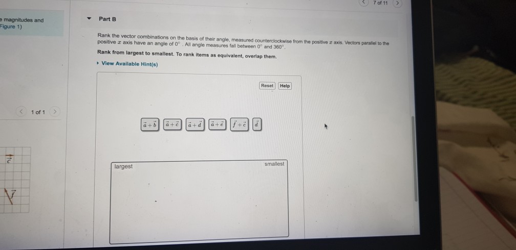 Solved Vector Addition Ranking Task Six vectors (a through | Chegg.com