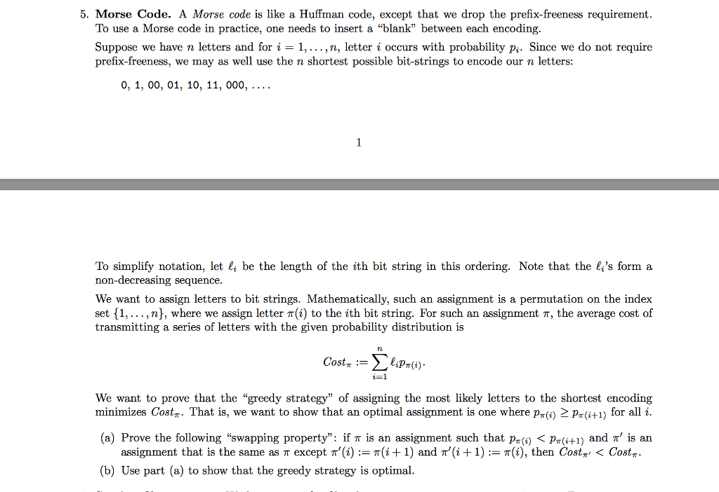 Solved A Morse code is like a Huffman code, except that we | Chegg.com