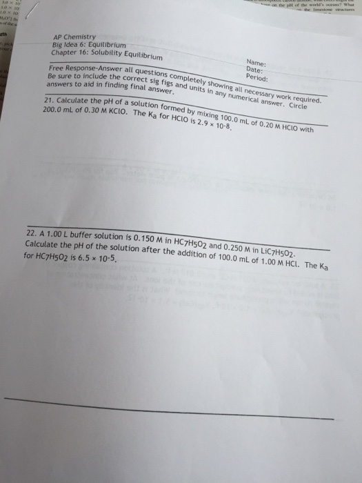 Solved Free Response-Answer all questions completely showing | Chegg.com