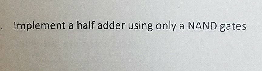 Solved Implement a half adder using only a NAND gates | Chegg.com