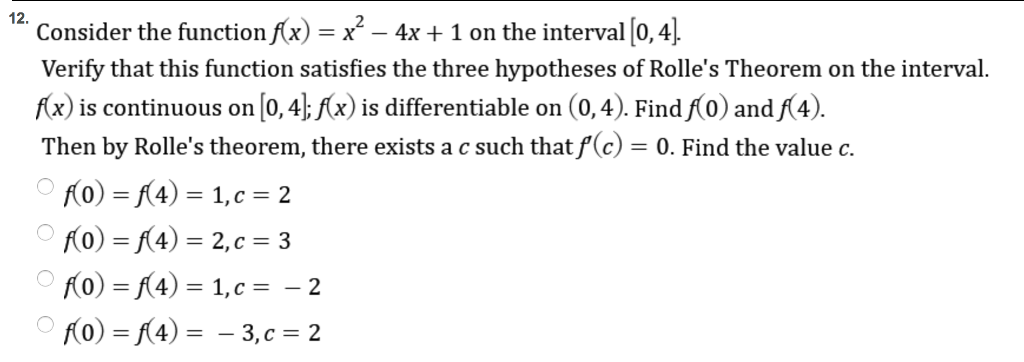 Solved 12. Consider the function f(x)-x2-4x + 1 on the | Chegg.com