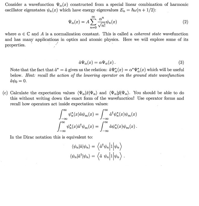 Solved Consider a wavefunction Ψα(z) constructed from a | Chegg.com