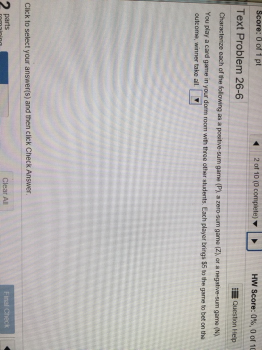 Solved Characterize each of the following as a positive-sum | Chegg.com