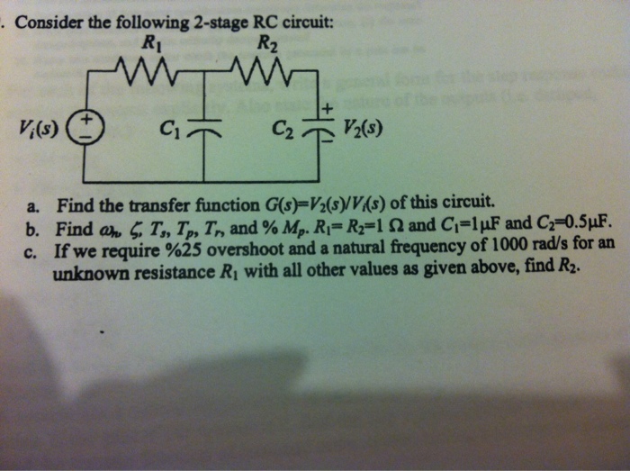 Solved Consider the following 2-stage RC circuit: a. Find | Chegg.com