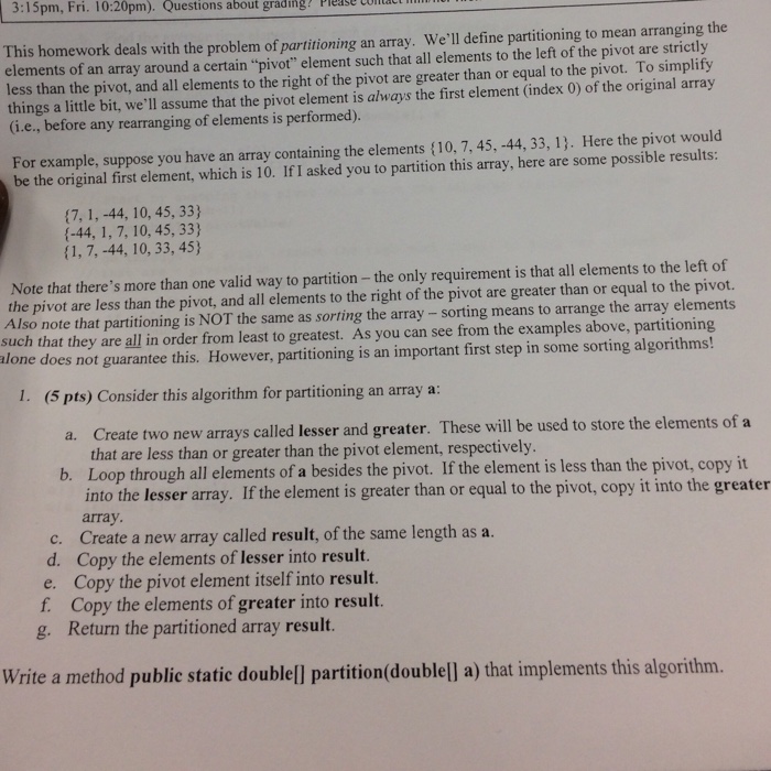 Solved This homework deals with the problem of partitioning | Chegg.com