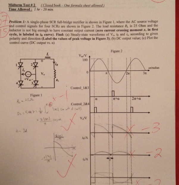 Problem 1: A single-phase SCR full-bridge rectifier | Chegg.com