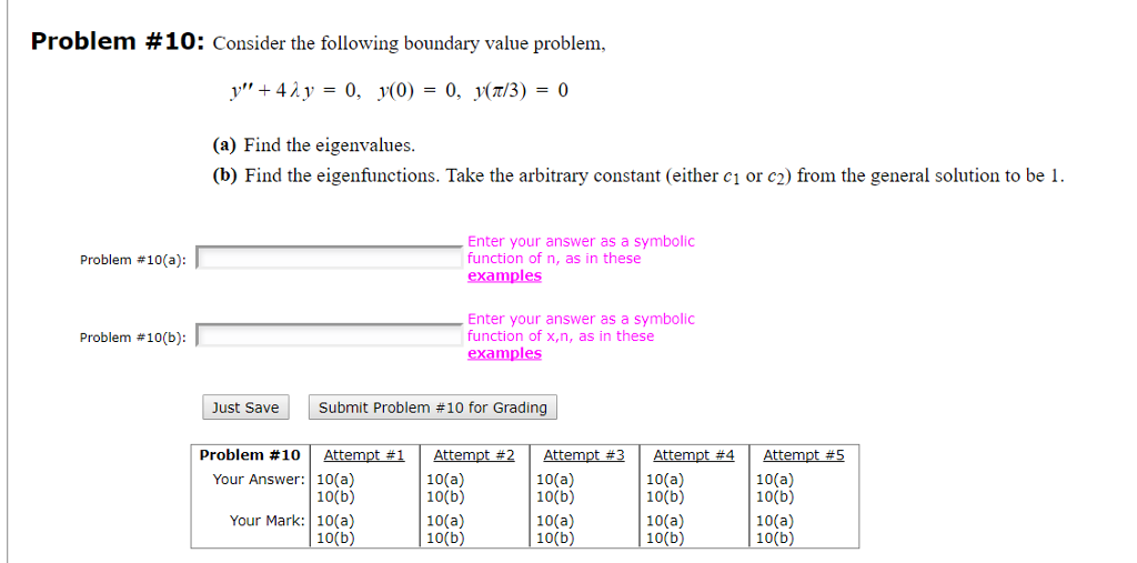 Solved Problem #10: Consider the following boundary value | Chegg.com