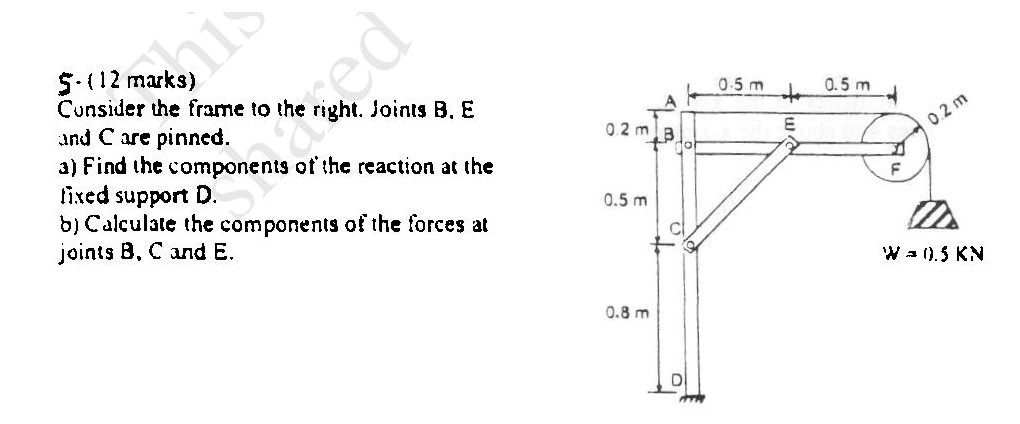 Solved Consider the frame to the right. Joints B, E and C | Chegg.com
