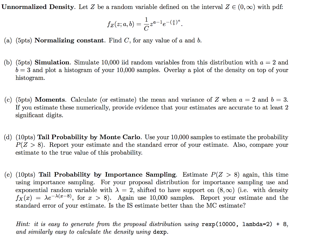 Unnormalized Density. Let Z be a random variable | Chegg.com