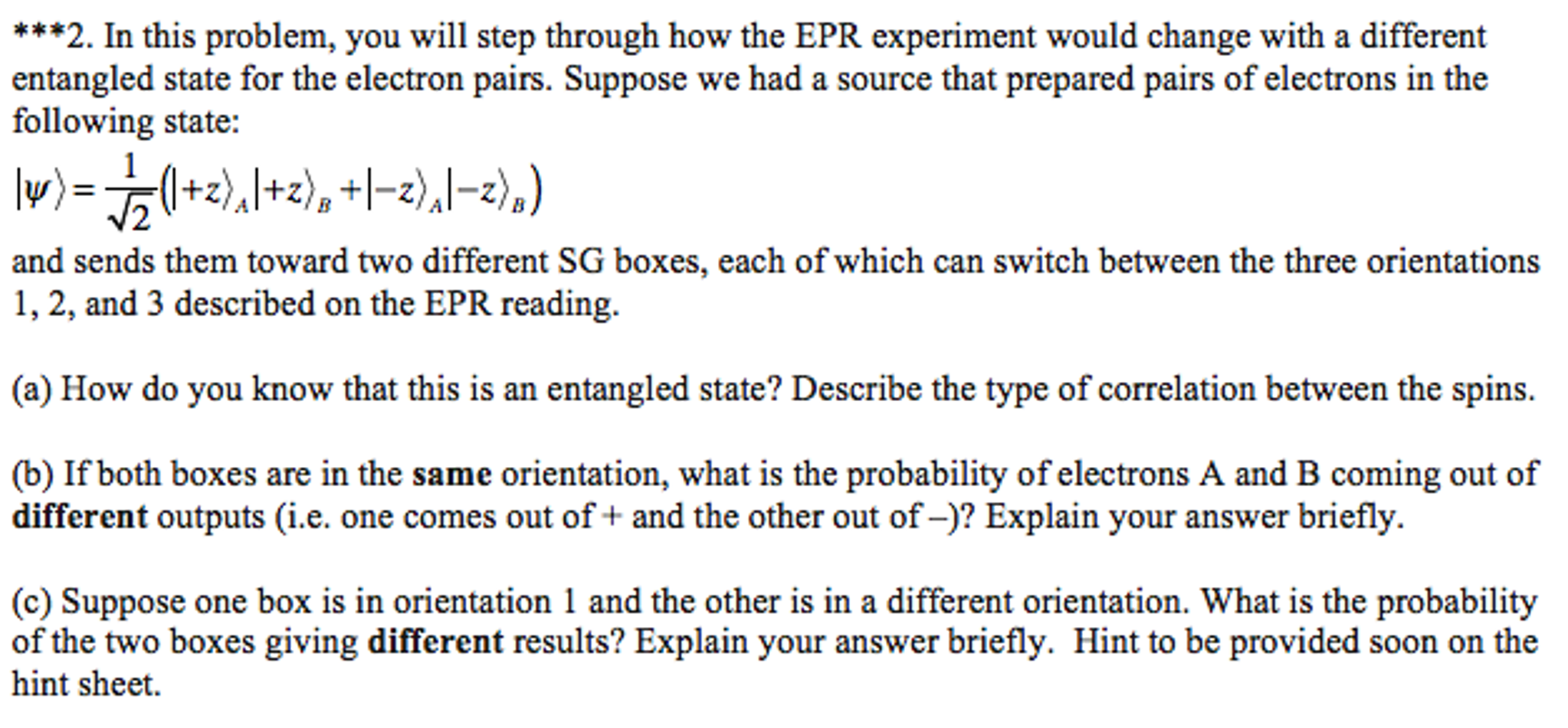 Solved In this problem, you will step through how the EPR | Chegg.com