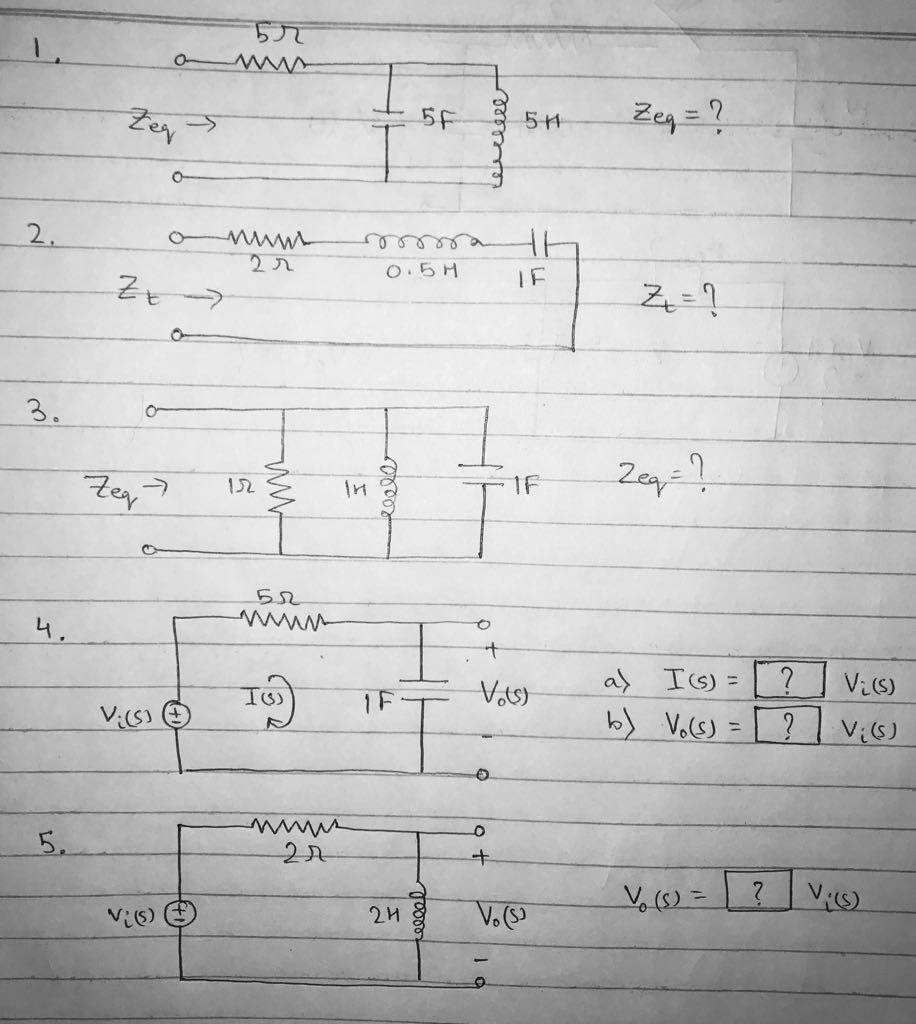 Solved Consider all the following circuits in s-domain and | Chegg.com