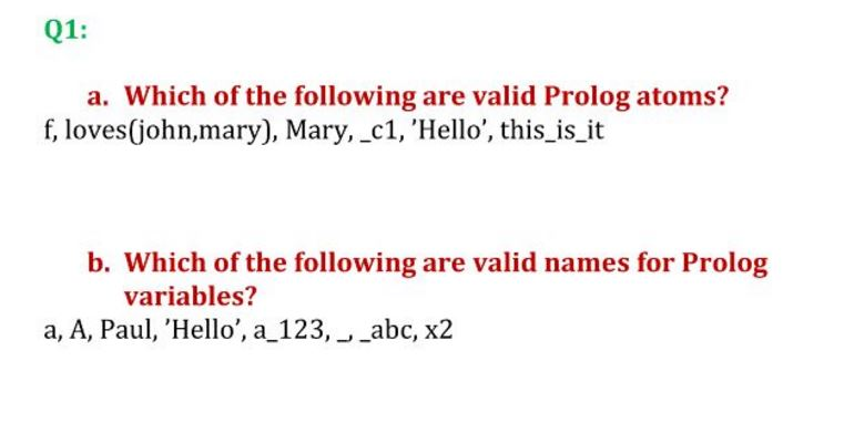 Solved Which of the following are valid Prolog atoms? f, | Chegg.com