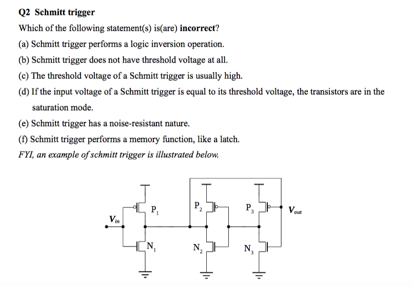 Solved 02 Schmt trigger Which of the following statement(s) | Chegg.com