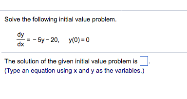 Solved Solve the following initial value problem. dy/dx = | Chegg.com