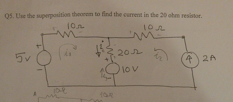 Solved Q5. Use the superposition theorem to find the current | Chegg.com
