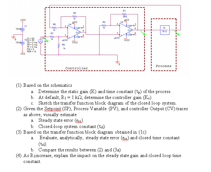 Based on the schematics Determine the static gain | Chegg.com