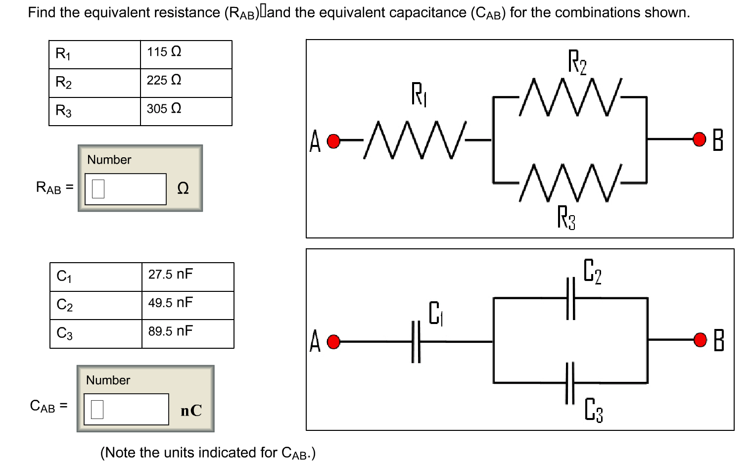 Solved Find the equivalent resistance (R_AB) and the | Chegg.com