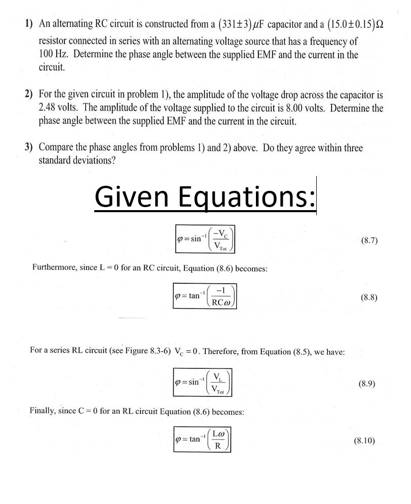 Solved An alternating RC circuit is constructed from a (331 | Chegg.com