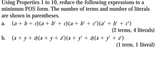 Solved Using Properties 1 to 10, reduce the following | Chegg.com