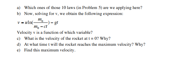 Solved 5 (20%) The initial combined mass of a rocket and its | Chegg.com