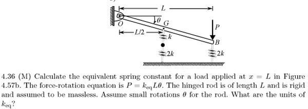 Solved 4.36 (M) Calculate the equivalent spring constant for | Chegg.com