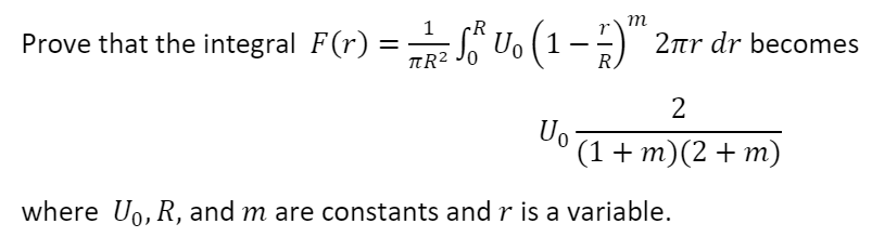 Solved Prove that the integral F(r) = 1/pi R^2 integral_0^R | Chegg.com