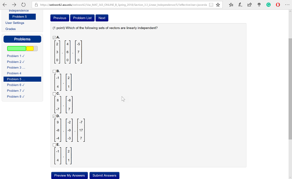 Solved → O 凸https://web ork2asu.edu/webwork2/Vaz MAT 343 | Chegg.com