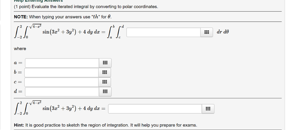 Solved (1 point) Evaluate the iterated integral by | Chegg.com