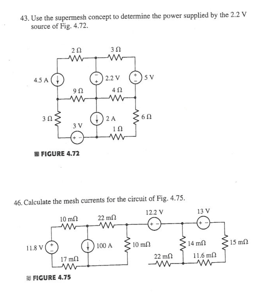 Solved 43. Use the supermesh concept to determine the power | Chegg.com