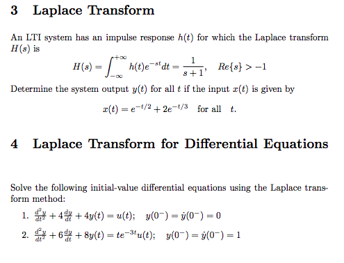 Solved 3 Laplace Transform An LTI system has an impulse | Chegg.com