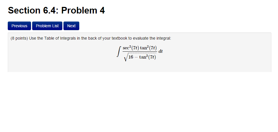 Solved I'm trying to solve a complex integral using tables | Chegg.com