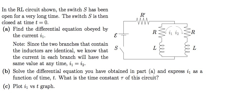 Solved In the RL circuit shown, the switch S has been open | Chegg.com