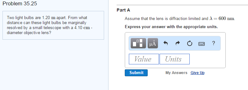 Solved Two light bulbs are 1.20 m apart. From what distance | Chegg.com