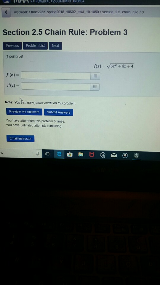 Solved | MATHEMATICAL ASSOCIATION OF AMERICA webwork / | Chegg.com