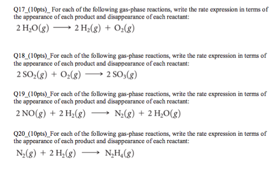 Solved For each of the following gas-phase reactions, write | Chegg.com