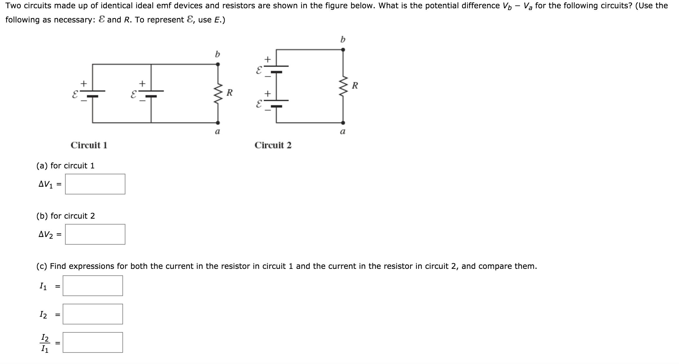 Solved Two circuits made up of identical ideal emf devices | Chegg.com