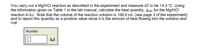 Solved You carry out a Mg/HCl reaction as described in the | Chegg.com