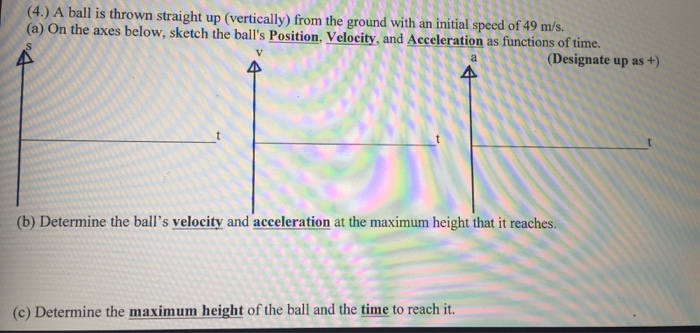Solved (4.) A ball is thrown straight up (vertically) from | Chegg.com
