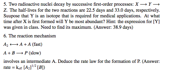 Solved 5. Two radioactive nuclei decay by successive | Chegg.com