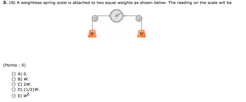 Solved 3. 18) A weightless spring scale is attached to two | Chegg.com
