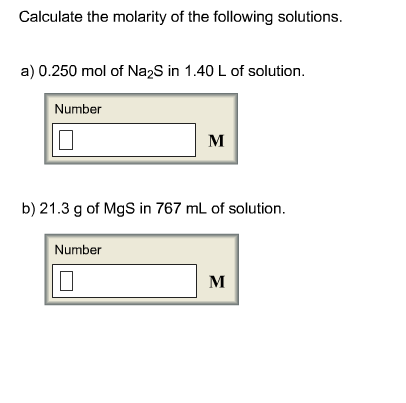 Solved Calculate the molarity of the following solutions. | Chegg.com
