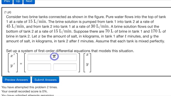 Solved Consider two brine tanks connected as shown in the | Chegg.com