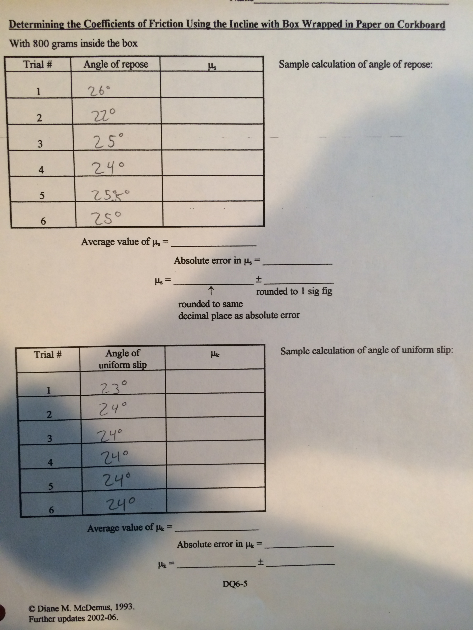 Solved Determining the Coefficients of Friction Using the | Chegg.com